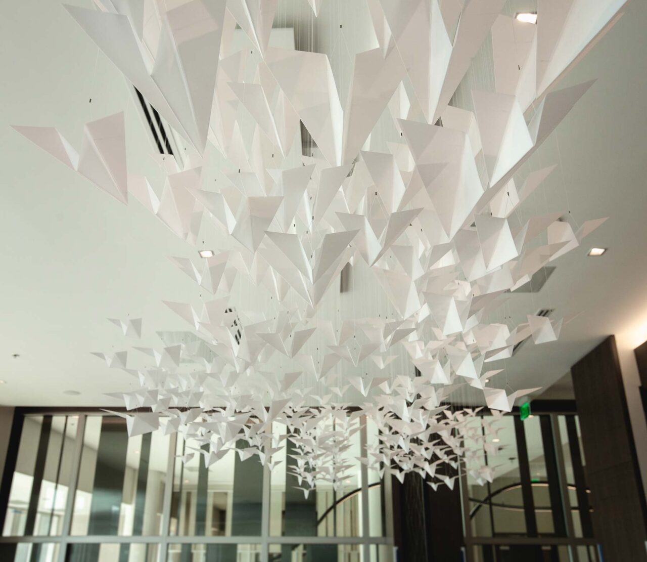 Marriott | The Layover Paper Planes Hanging Installation Art