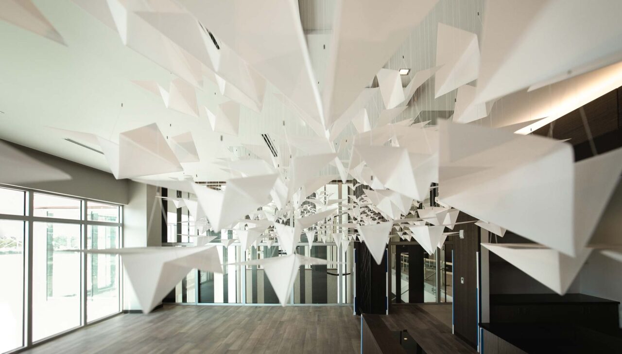 Marriott | The Layover Paper Planes Hanging Installation Art