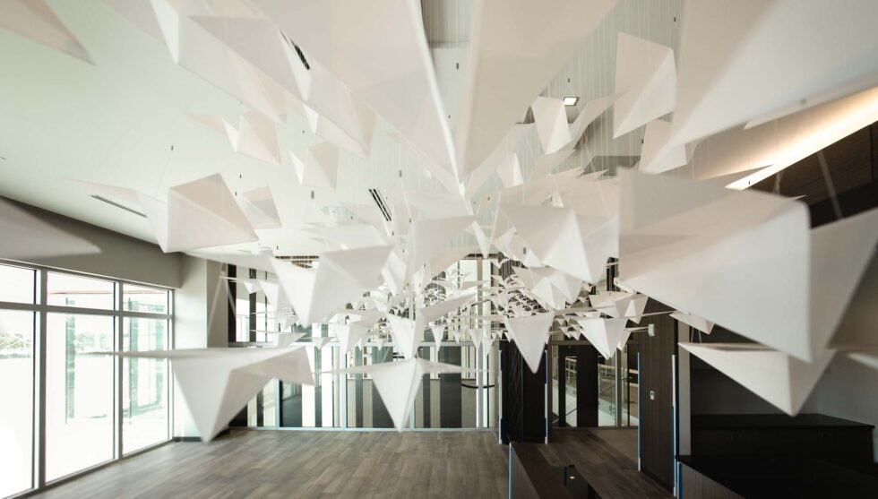 Marriott | The Layover Paper Planes Hanging Installation Art