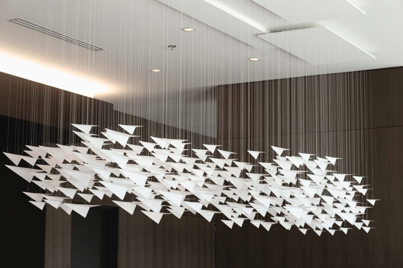 Marriott | The Layover Paper Planes Hanging Installation Art
