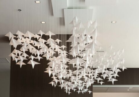 Marriott | The Layover Paper Planes Hanging Installation Art